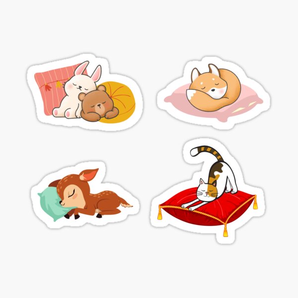 "Cute Sleepy Animals Sticker Pack" Sticker for Sale by Astrilde | Redbubble