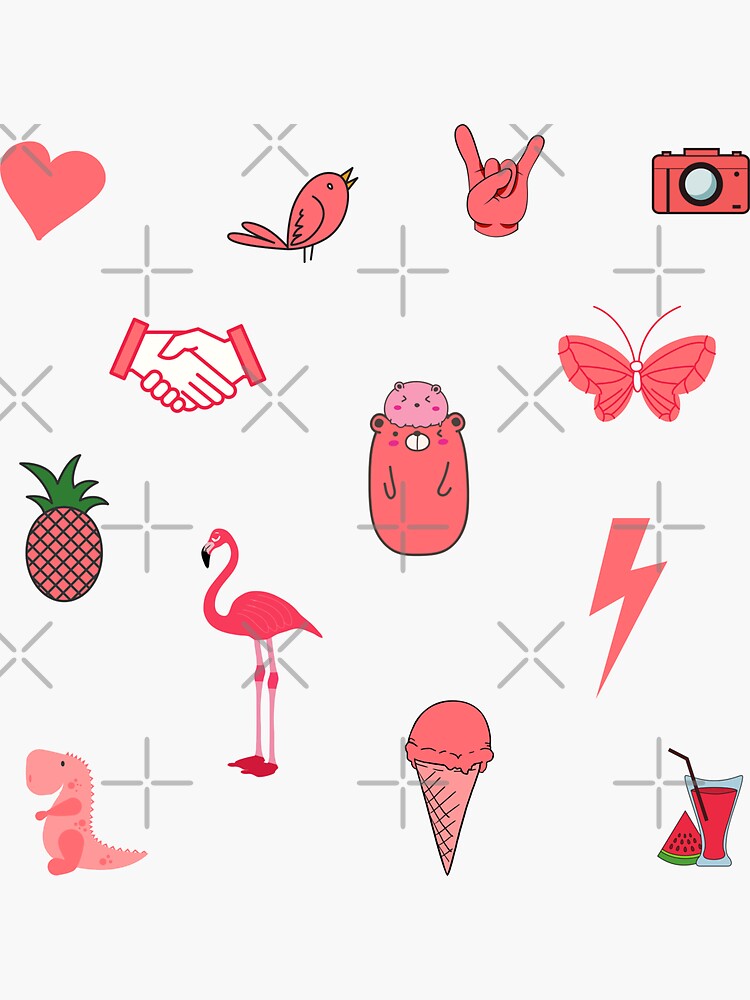 "13 set of red aesthetic sticker pack" Sticker for Sale by vashumaso ...