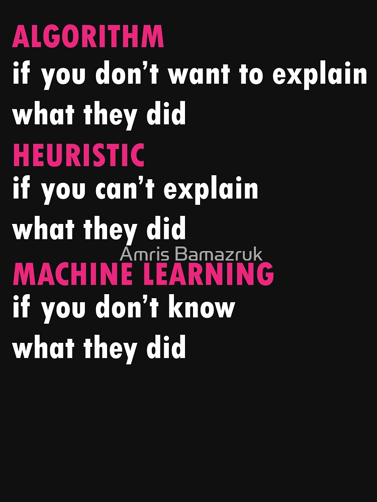 "Algorithm Heuristic Machine Learning" T-shirt for Sale by amrisbamazruk | Redbubble | machine ...