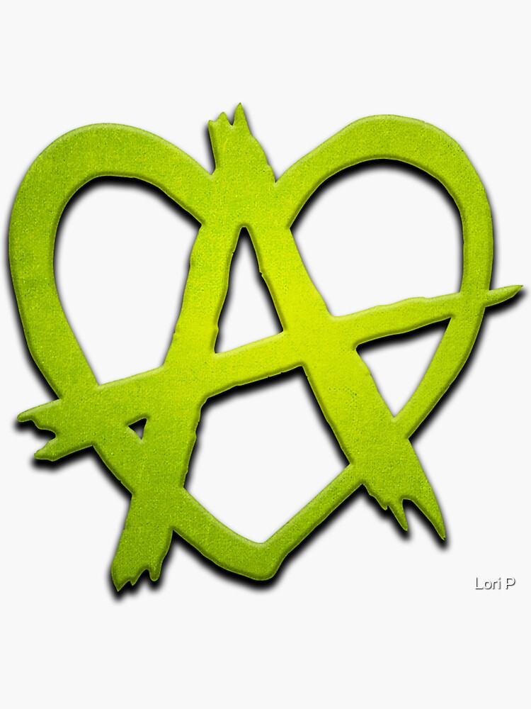 "Lime Green Anarchy Heart" Sticker by TranquilTrove | Redbubble