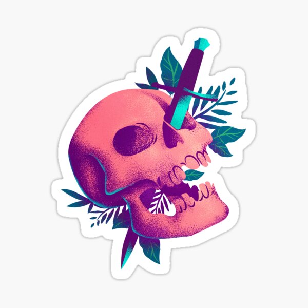 "Pink skull of swords." Sticker for Sale by Siahnael | Redbubble