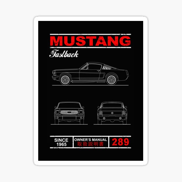 "Blueprint of the Mustang Fastback" Sticker for Sale by rogue-design ...
