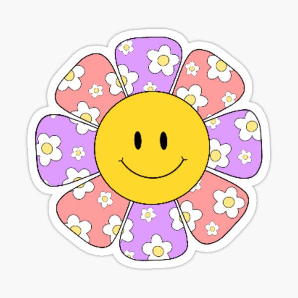 "Smiley Face Flower" Sticker for Sale by kaitlynemilyg | Redbubble