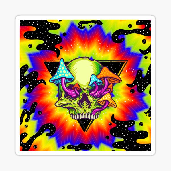 "galaxy - trippy skull - dope - mushrooms" Sticker by Toxic-vibes ...