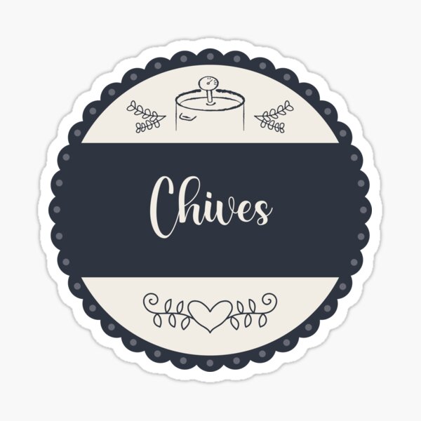 "Chives Kitchen label" Sticker for Sale by DebbisPalette | Redbubble