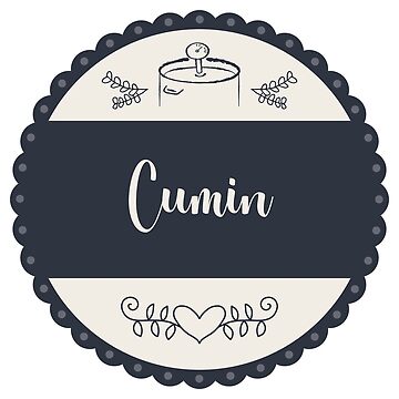 "Cumin Kitchen label" Sticker for Sale by DebbisPalette | Redbubble