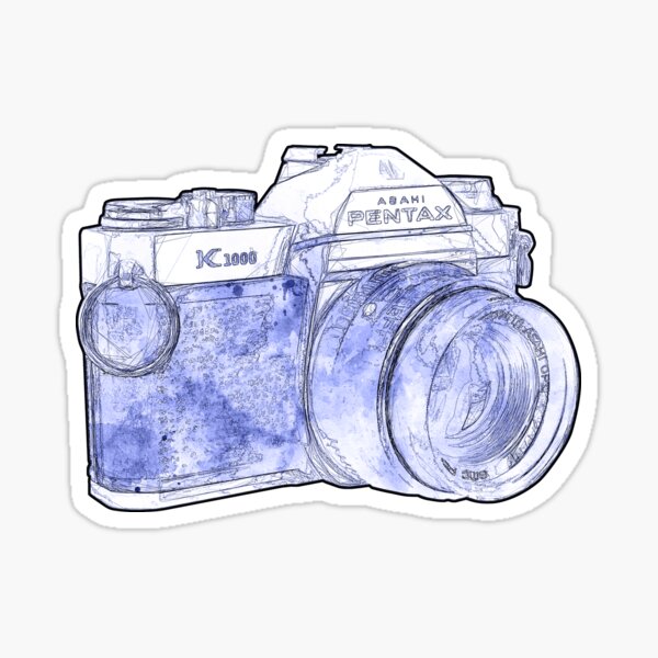 "Vintage Pentax K1000 35mm Camera Cyanotype Sketch" Sticker for Sale by ...