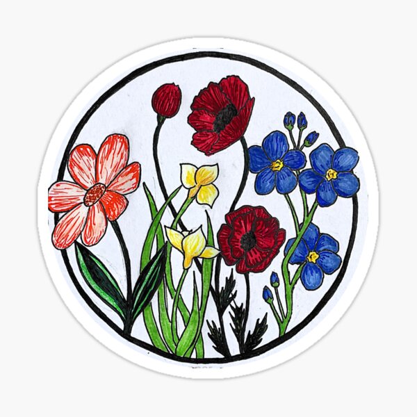 "Colorful floral cottagecore Sticker" Sticker by A-B-Artwork | Redbubble