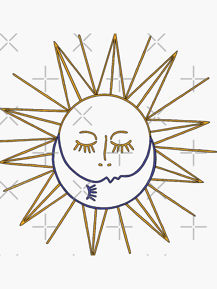 "Sun+Moon Union (Outline Only)" Sticker for Sale by visiblehakagure ...