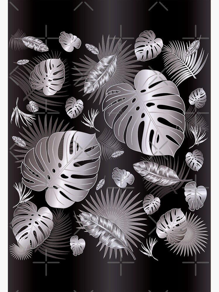 Póster «Hojas tropicales plateadas metalizadas» de Nobiya | Redbubble