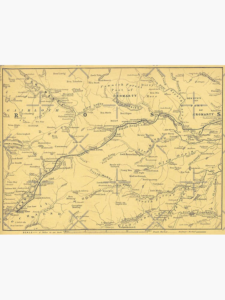 "Vintage Map of Ross-shire 1898" Sticker by yourscotland | Redbubble