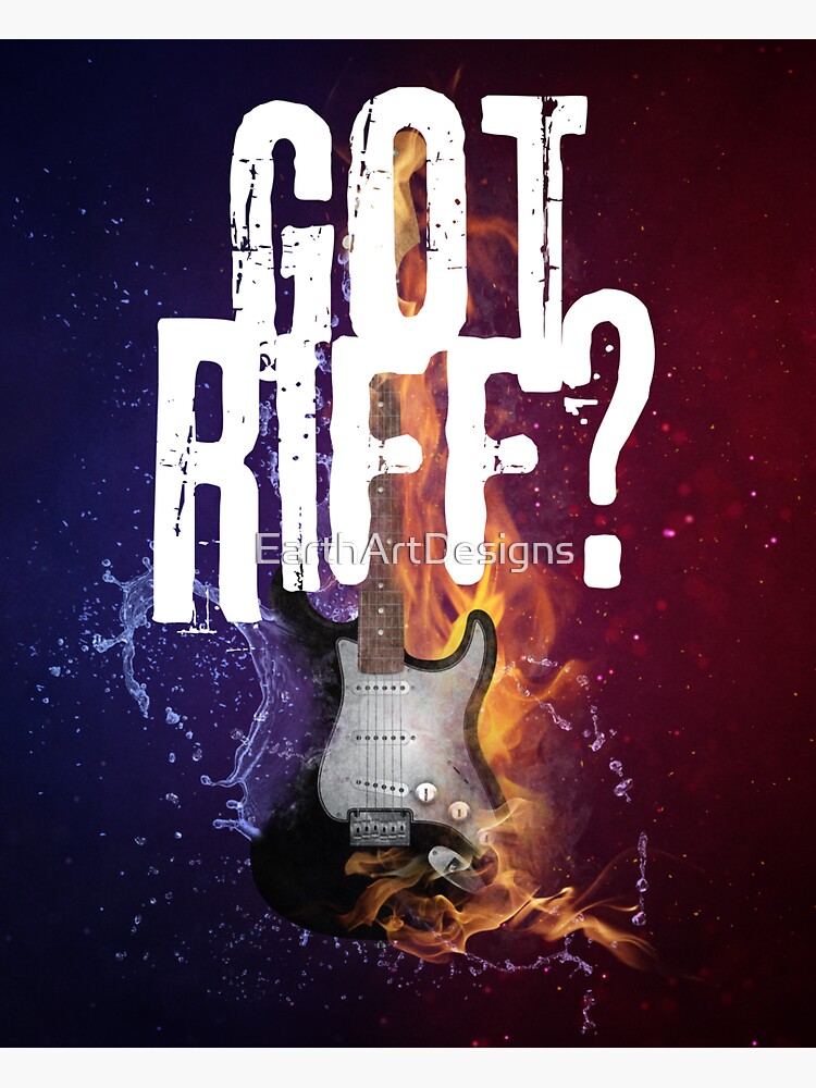 "Got Riff Electric Colorful Flaming Guitar Design" Sticker for Sale by ...