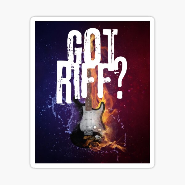 "Got Riff Electric Colorful Flaming Guitar Design" Sticker for Sale by ...