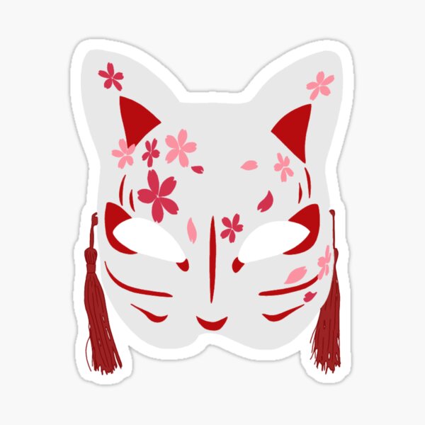 "Sakura Cat Mask " Sticker for Sale by SakuranoHana- | Redbubble