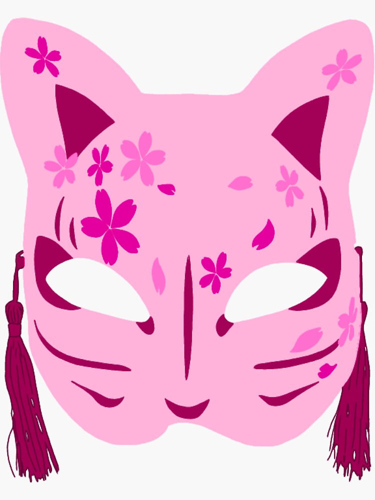 "Sakura Cat Mask (Pink) " Sticker for Sale by SakuranoHana- | Redbubble