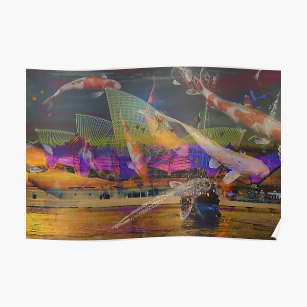 "Sydney Opera House Psychedelic Collage" Poster for Sale by homeminds ...