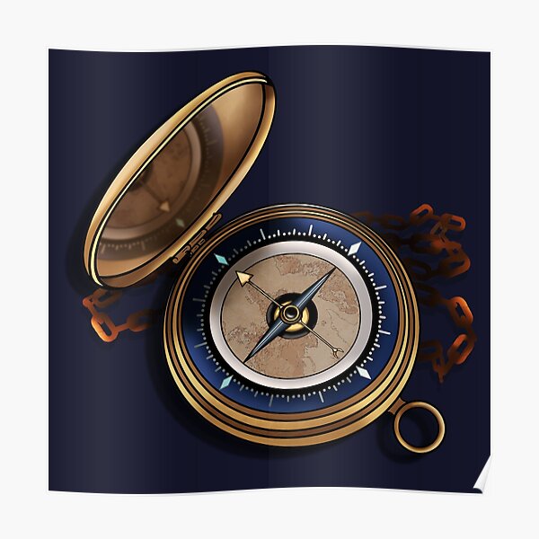 "Opened Pocket Nautical Compass" Poster by iduzarts | Redbubble