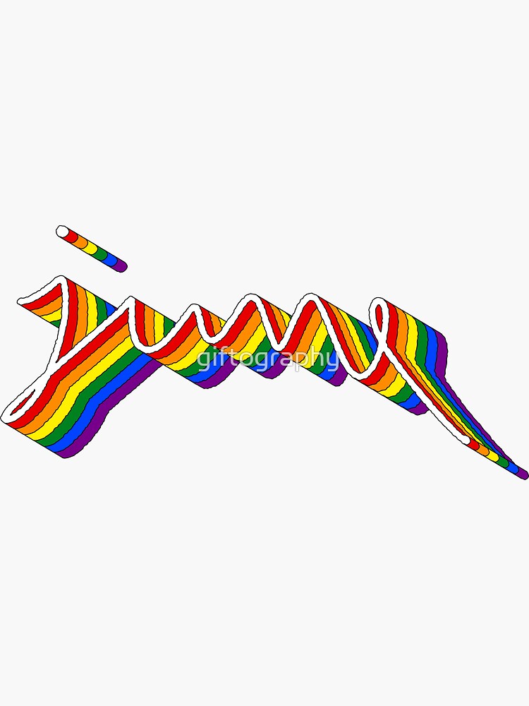 "June hand lettering with LGBT rainbow flag pattern" Sticker for Sale ...