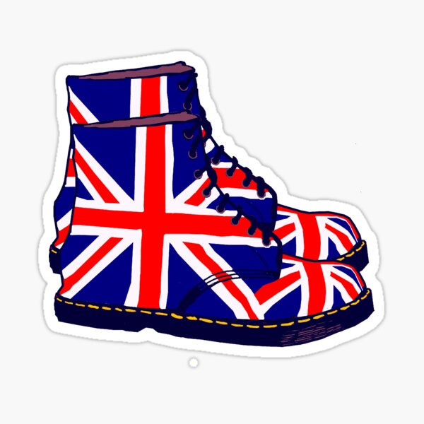 "Union Jack Doc Boots" Sticker by Auslandesign | Redbubble