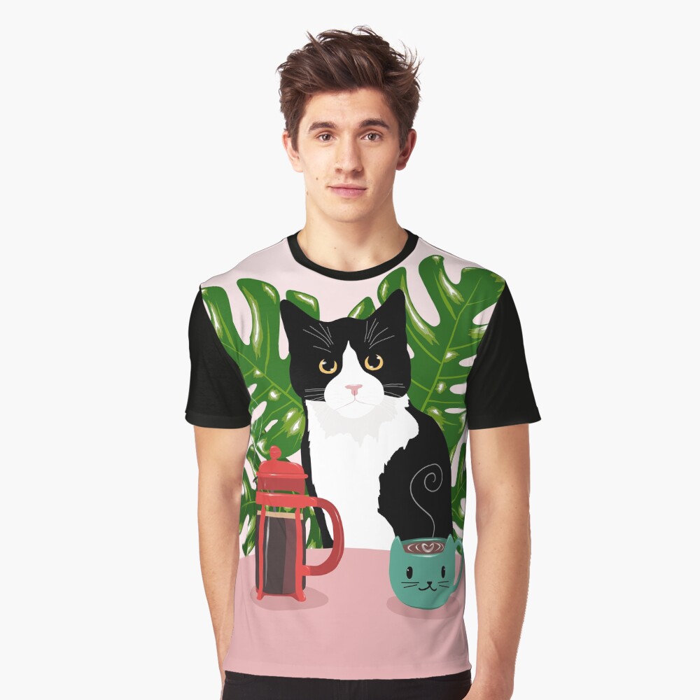 "Tuxie Cat and Coffee" Sticker for Sale by kilkennycat | Redbubble