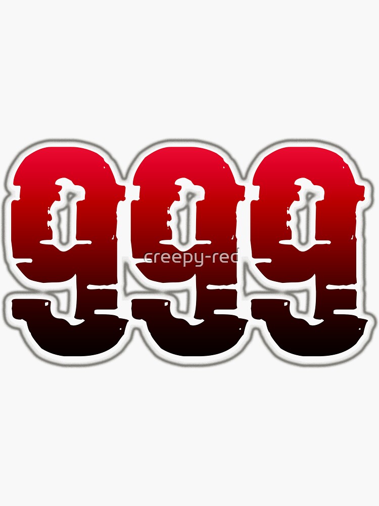 "Creepy Red Number 999" Sticker for Sale by creepy-red | Redbubble