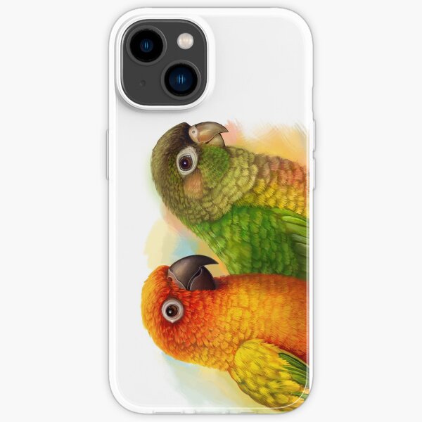 "Sun blue-crowned green-cheeked conures realistic painting" iPhone Case ...