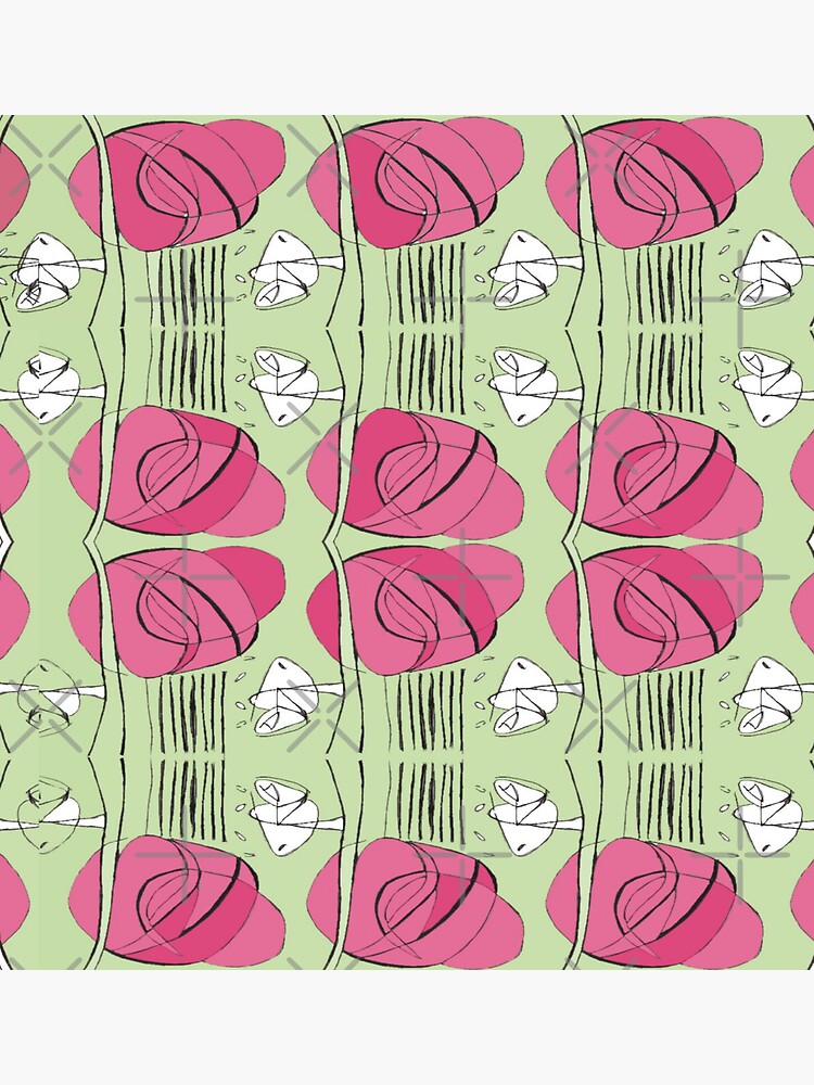 "Charles Rennie Mackintosh rose, pink, green, white" Sticker by Vivanne ...