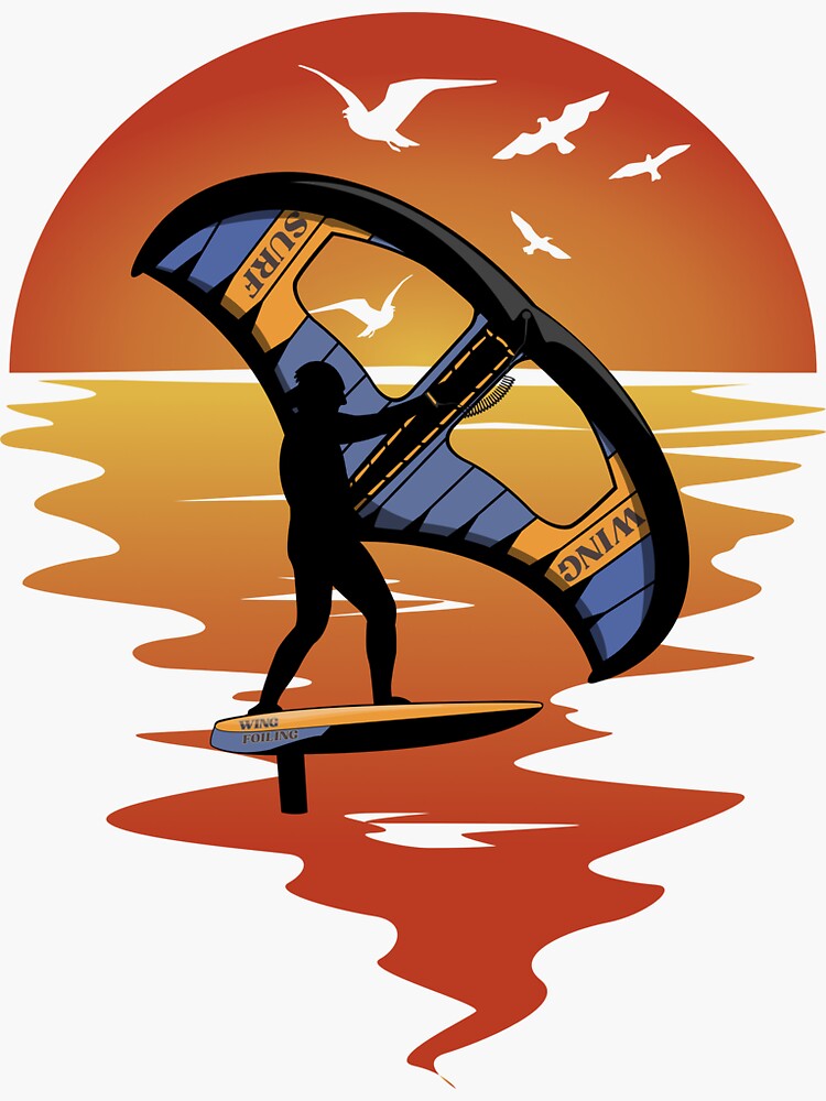 "Wing Foiling Wing Surf Gift Idea" Sticker for Sale by Grimbart | Redbubble