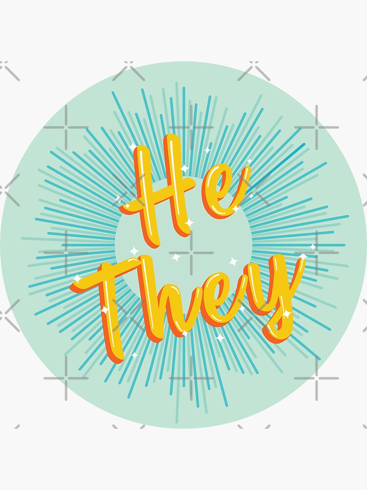 "Retro He/They Pronouns" Sticker for Sale by MoonMint | Redbubble