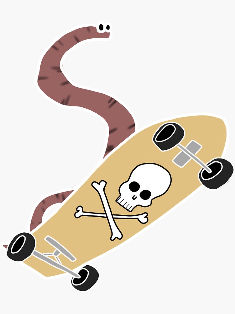 "Worm riding a skateboard " Sticker for Sale by fstrickland | Redbubble