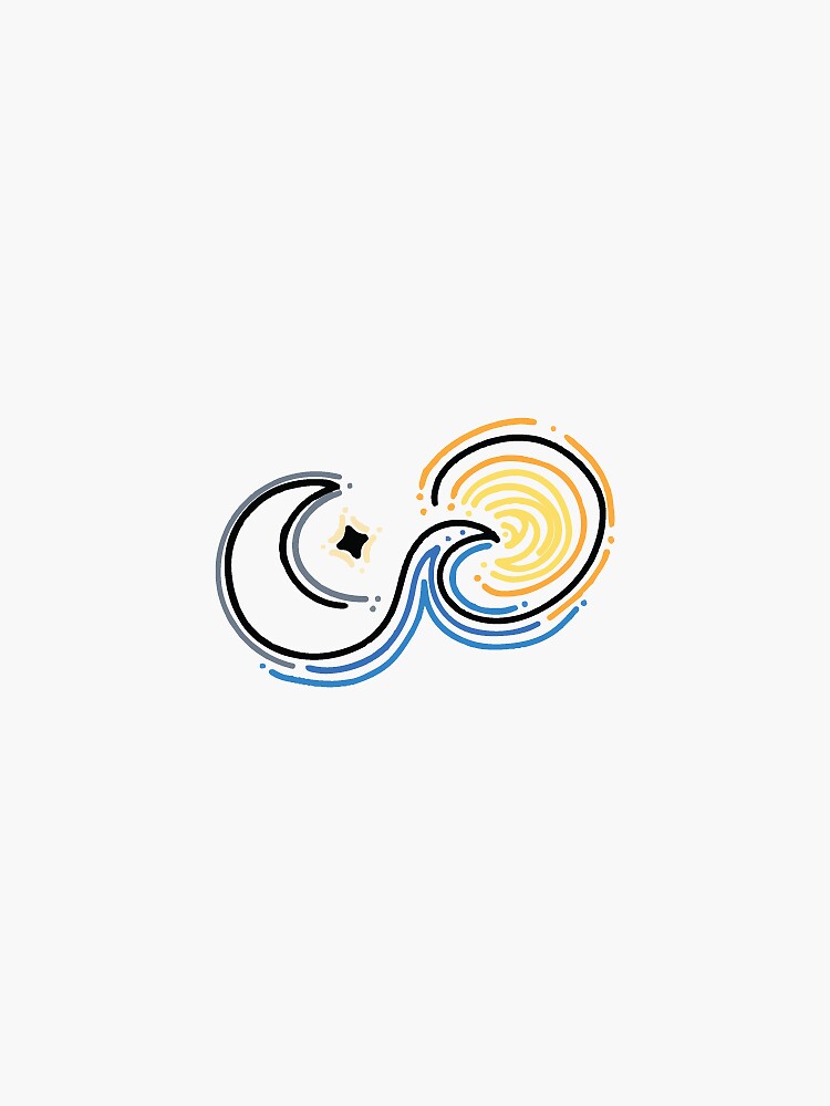 "Moon Wave Sun Lines Sticker" Sticker by wandersunflower | Redbubble