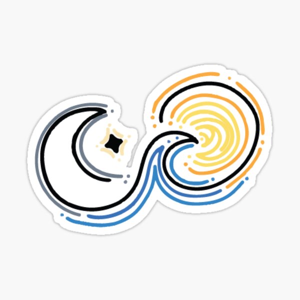 "Moon Wave Sun Lines Sticker" Sticker by wandersunflower | Redbubble