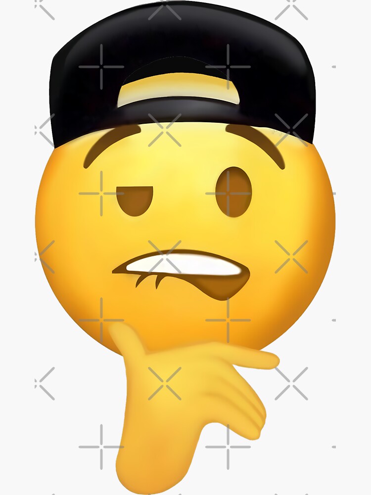 Pegatina «Fuckboy face Meme Emoji con sombrero mordiendo el labio» de ...