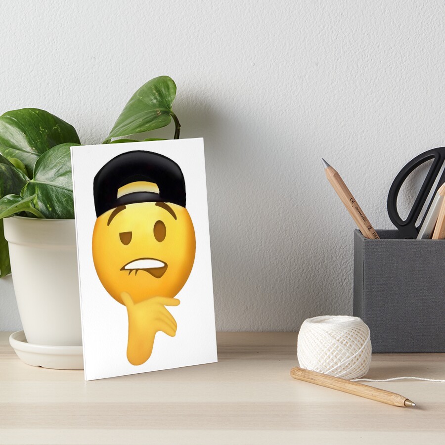 Impression rigide « Fuckboy face Meme Emoji avec chapeau mordant la ...