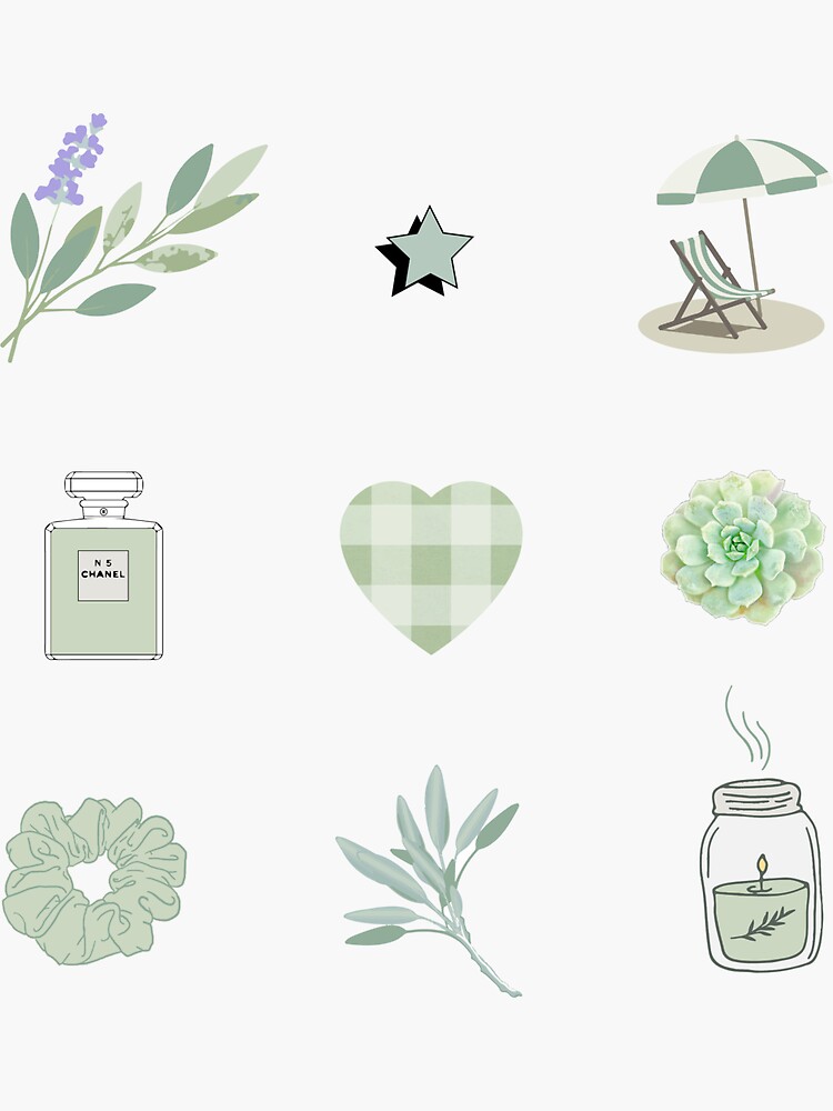 "Green Sage Sticker Pack" Sticker for Sale by caths-designs | Redbubble