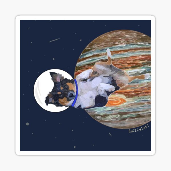 "Astronaut dog in space" Sticker by buzzcutart | Redbubble