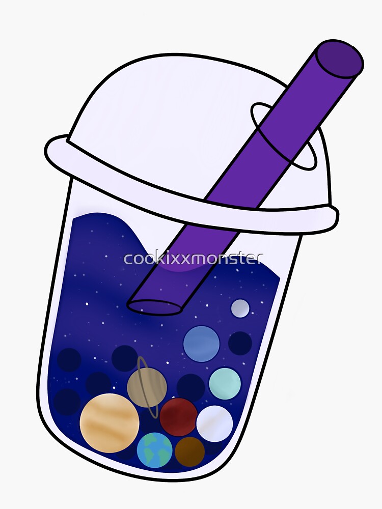 "Galaxy Boba Planets Bubble Tea" Sticker for Sale by cookixxmonster ...