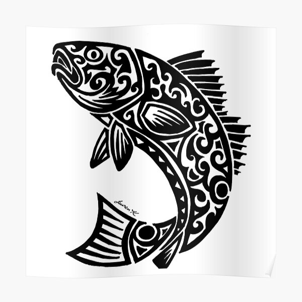 "Red Fish Tribal Design " Poster by KitayamaDesigns | Redbubble