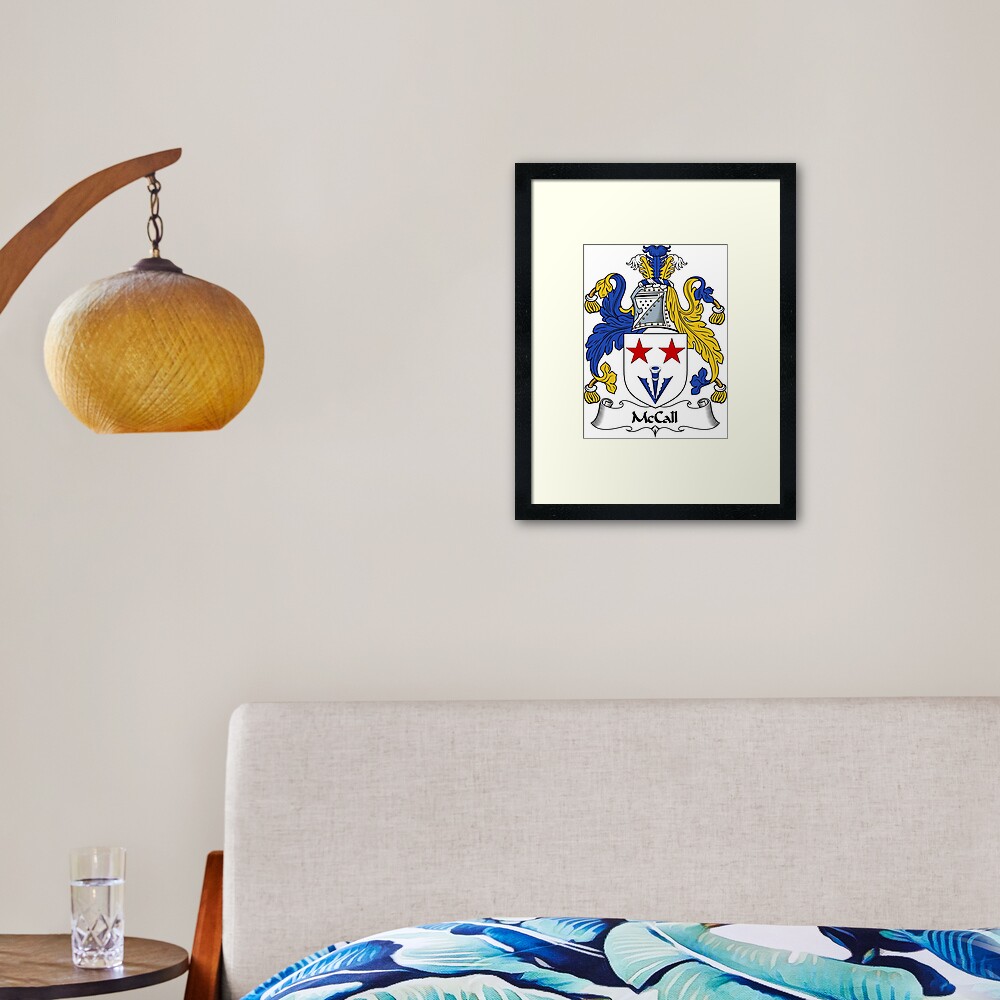 "McCall Coat of Arms / McCall Family Crest" Framed Art Print for Sale ...