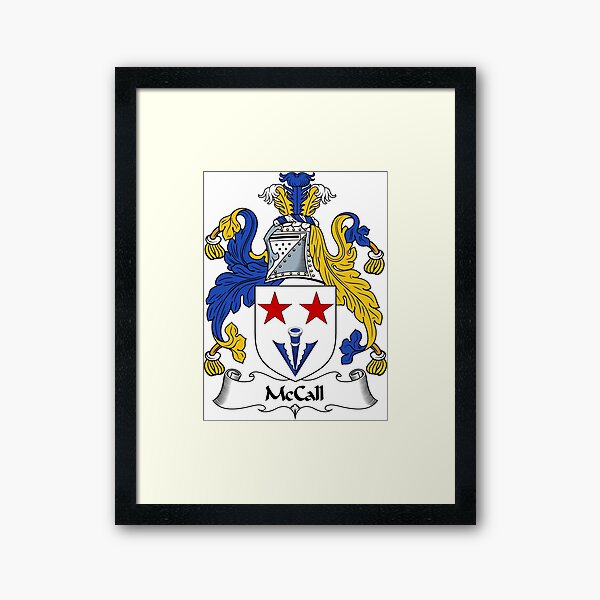 "McCall Coat of Arms / McCall Family Crest" Framed Art Print for Sale ...