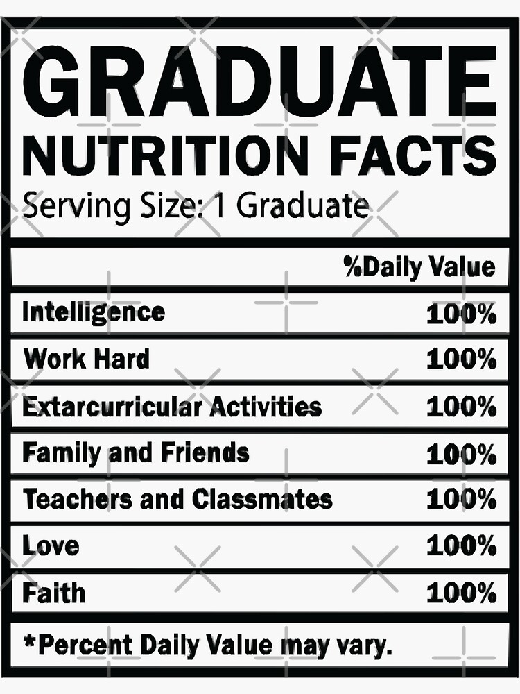 "Graduate Nutrition Facts" Sticker for Sale by HumbleShirt | Redbubble