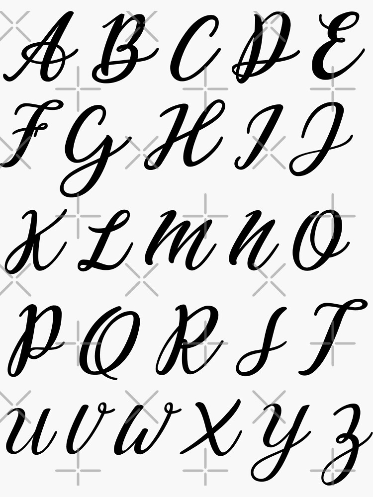 "Fancy script letting alphabet " Sticker for Sale by mommaKart | Redbubble