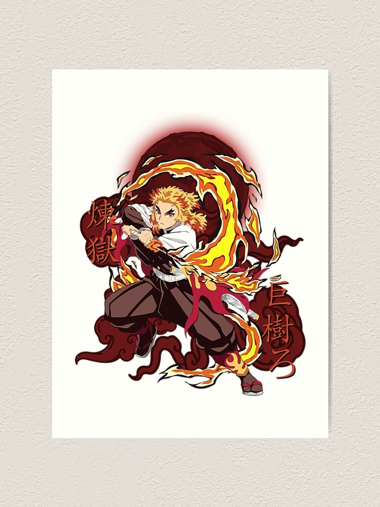 "Rengoku Kyojuro Fire - Kimetsu No Yaiba" Art Print by peweri100 ...