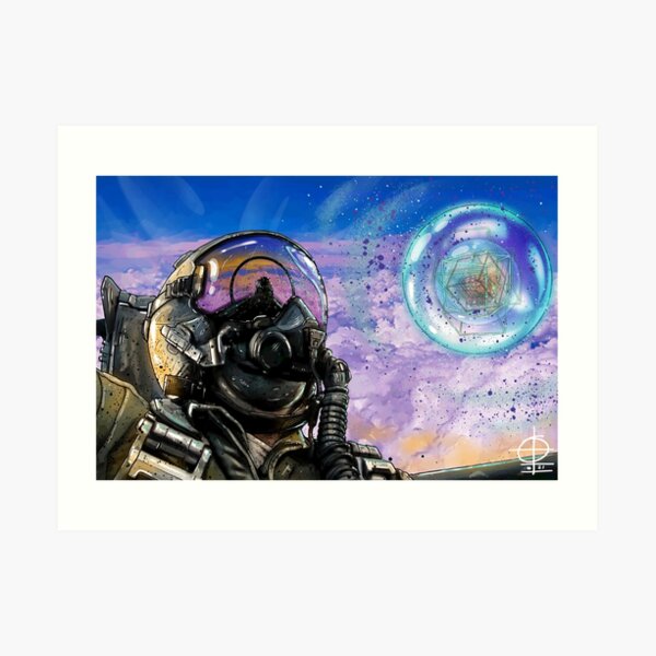 "Pilot encountering a Cube within a Sphere UFO/UAP" Art Print for Sale ...