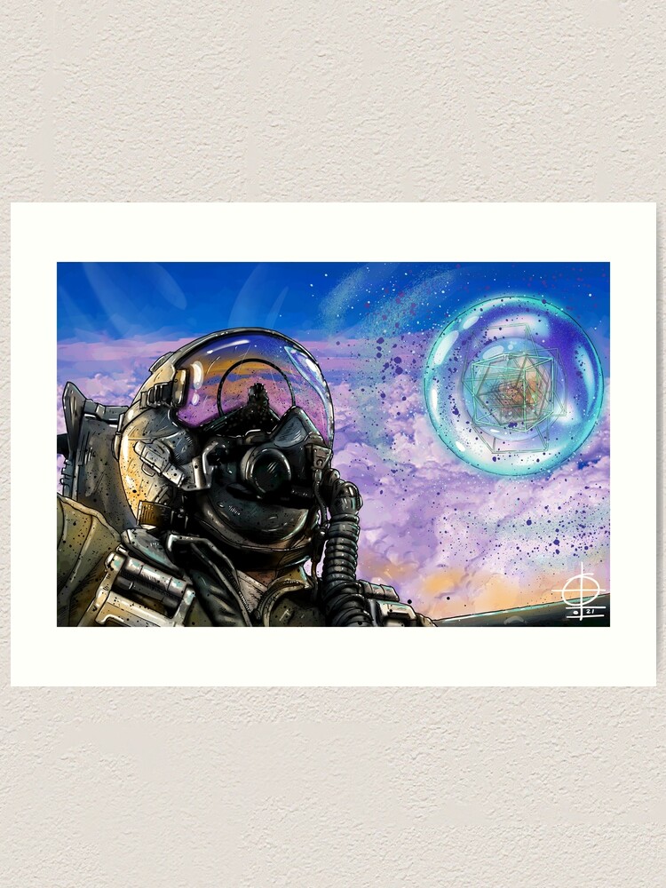 "Pilot encountering a Cube within a Sphere UFO/UAP" Art Print for Sale ...