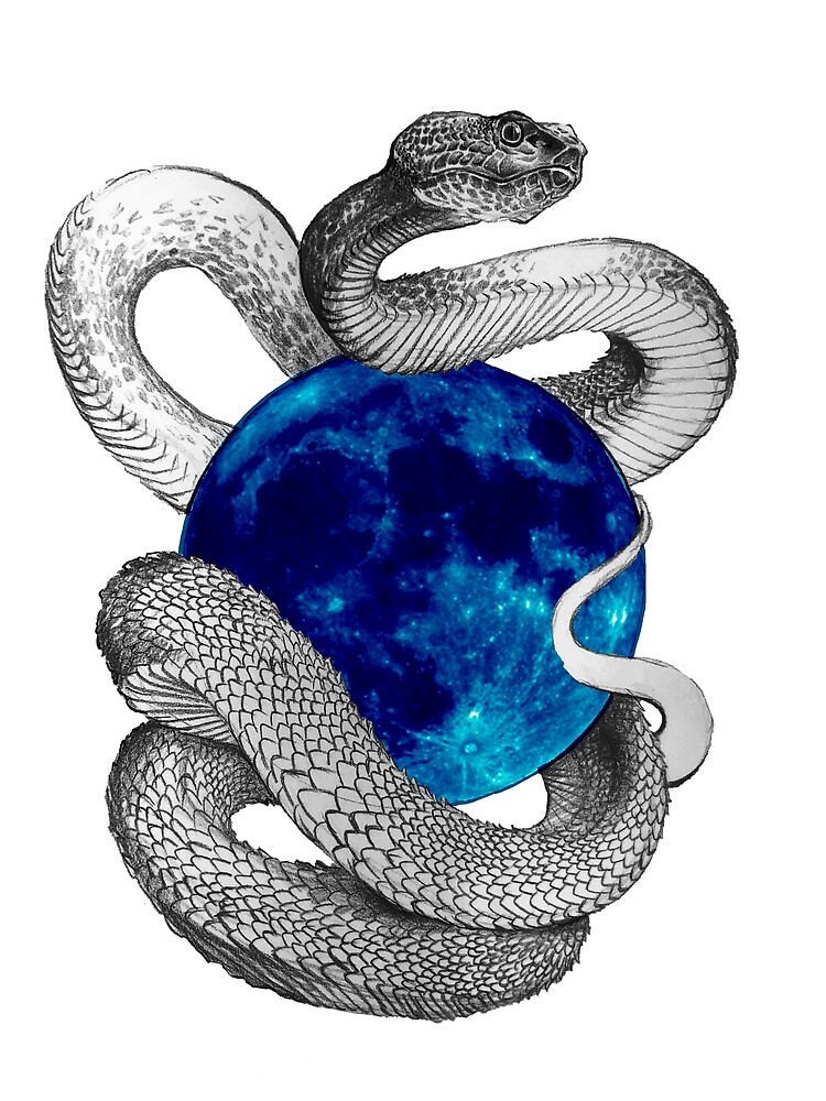"Blue Moon Snake Tattoo design" Photographic Print for Sale by adler20 ...