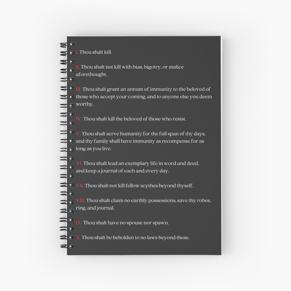 "Ten Commandments of a Scythe from Arc of a Scythe by Neal Shusterman ...