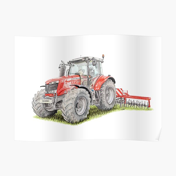 "Red Tractor" Poster by SandraWarmerdam | Redbubble