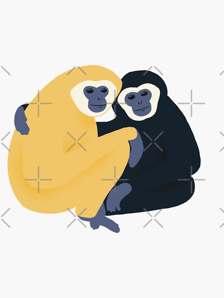 "Gibbon monkey friends" Sticker by DonatasSab | Redbubble