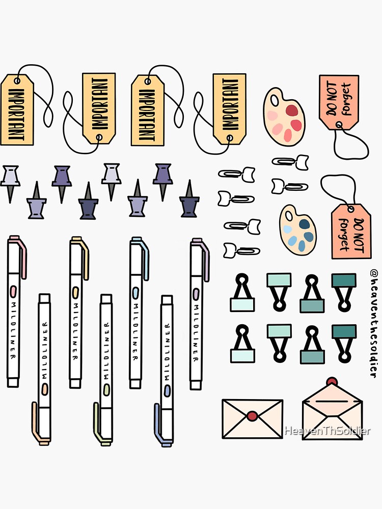 "stationery sticker pack" Sticker by HeavenThSoldier | Redbubble
